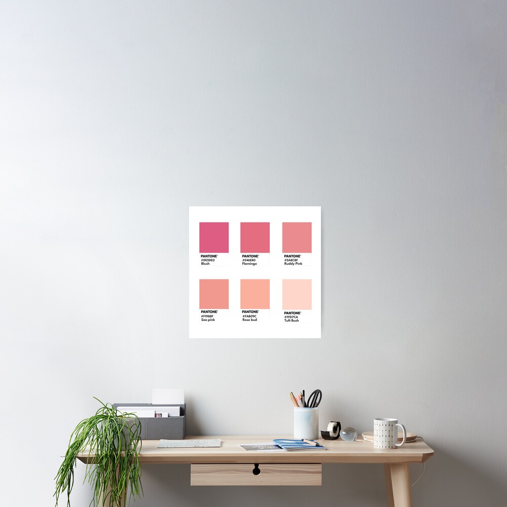 "Peach and pink pantone color swatch" Poster by softlycarol | Redbubble