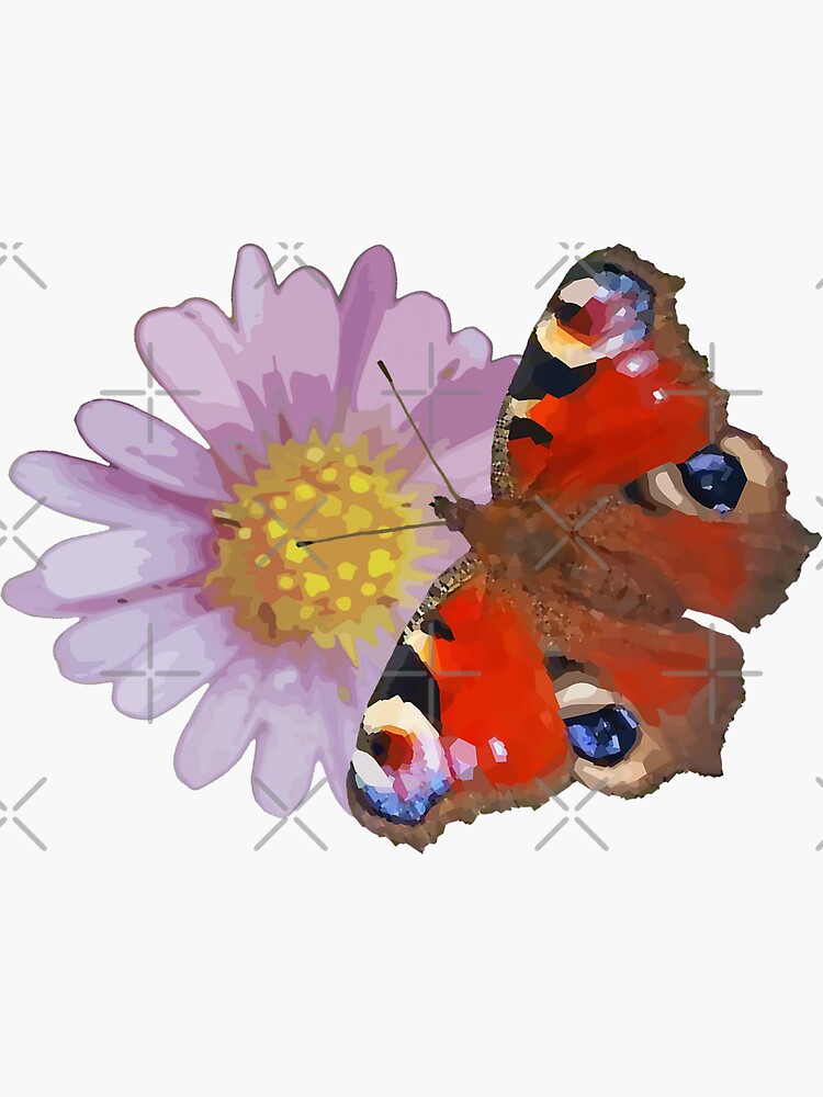 "Flower-butterfly -violet red " Sticker for Sale by StudioViArt | Redbubble