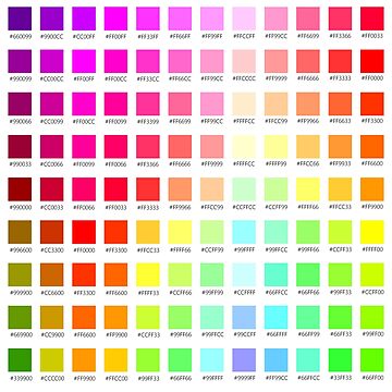 "hex chart v1" Sticker for Sale by perpetuallypail | Redbubble