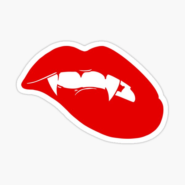"Red Vamp Lips on Black" Sticker for Sale by boukoo | Redbubble