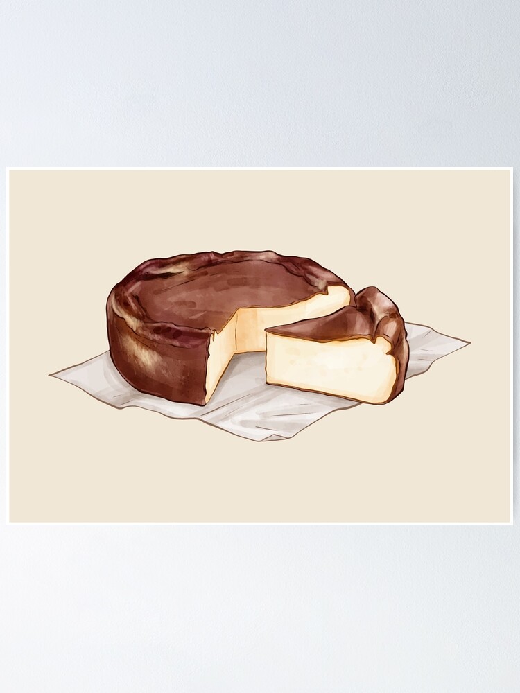 "Basque Burnt Cheesecake" Poster for Sale by NiftyTrinket | Redbubble