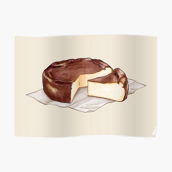 "Basque Burnt Cheesecake" Poster for Sale by NiftyTrinket | Redbubble