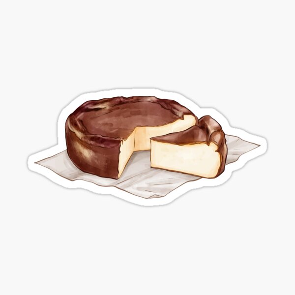 "Basque Burnt Cheesecake" Sticker for Sale by NiftyTrinket | Redbubble