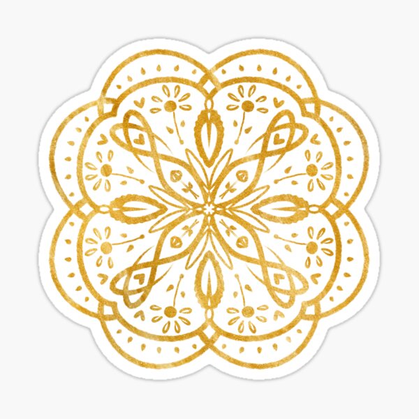 "Gold Mandala on Teal" Sticker for Sale by DesignByJennyyy | Redbubble