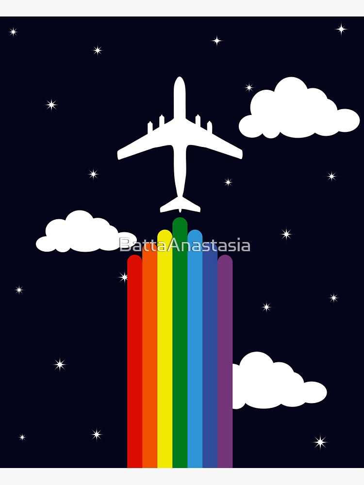 "Rainbow airplane" Sticker by BattaAnastasia | Redbubble