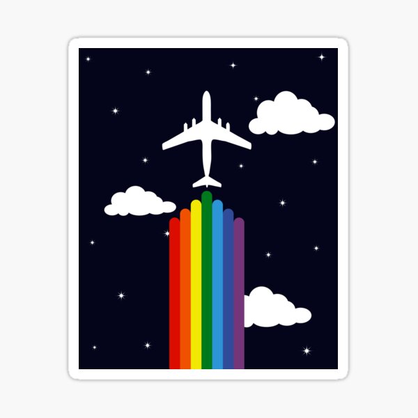 "Rainbow airplane" Sticker by BattaAnastasia | Redbubble
