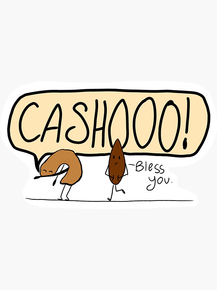 "Cashoo pun sticker" Sticker for Sale by MillsFlysToMars | Redbubble