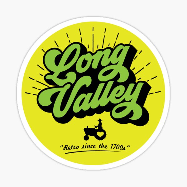 "LONG VALLEY - RETRO SINCE THE 1700s" Sticker by LemonIceDesigns ...