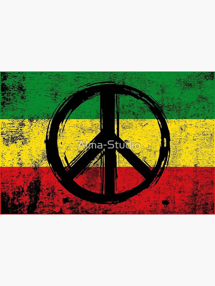 "Rasta Flag with Peace Symbol, vintage texture version" Poster for Sale ...