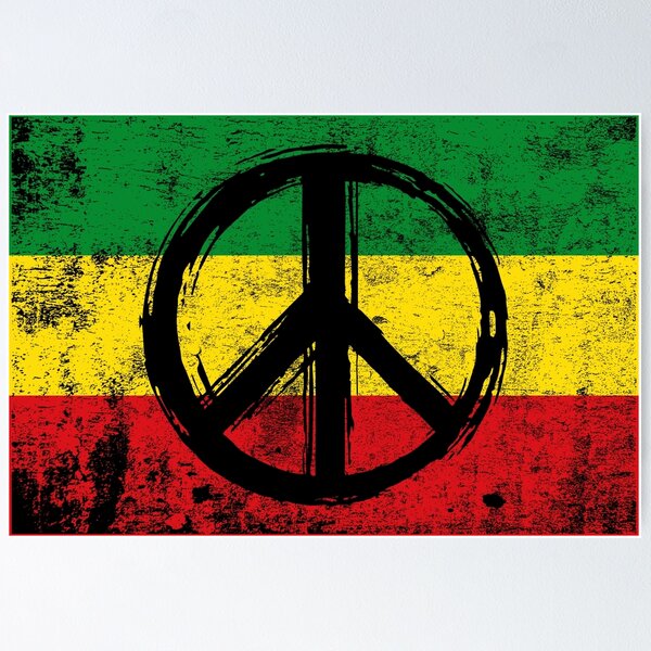 "Rasta Flag with Peace Symbol, vintage texture version" Poster for Sale ...