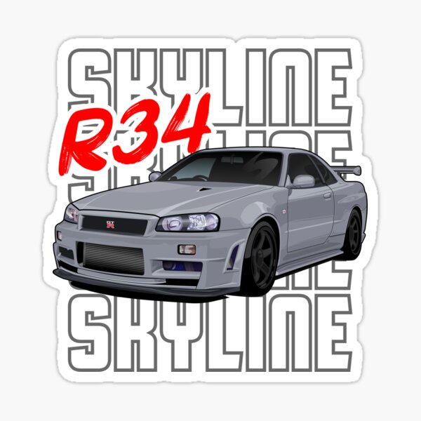 "Nissan Skyline GTR R34 Essential T-Shirt" Sticker for Sale by ...