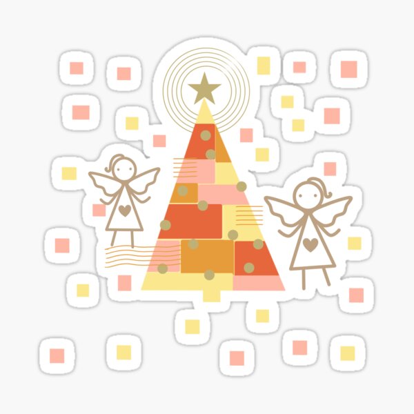 " Stickman / Christmas Tree And Angel" Sticker for Sale by ...