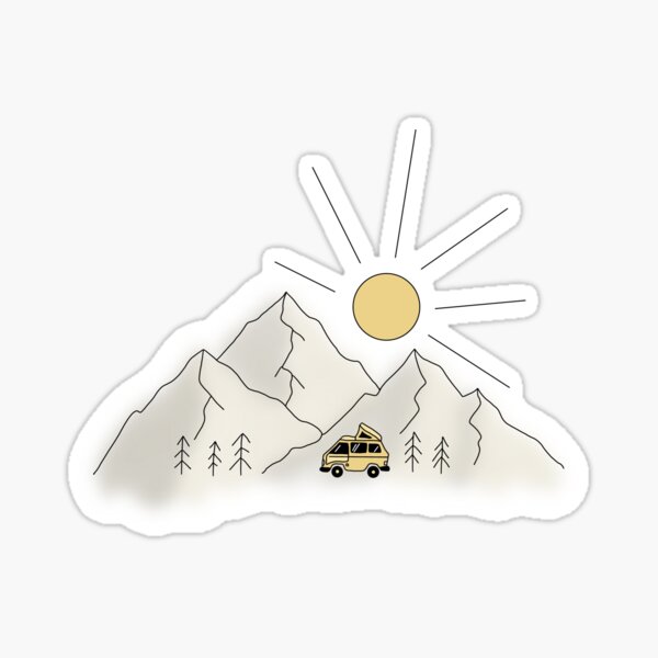 "Mountain and Van" Sticker for Sale by savsavsavv | Redbubble