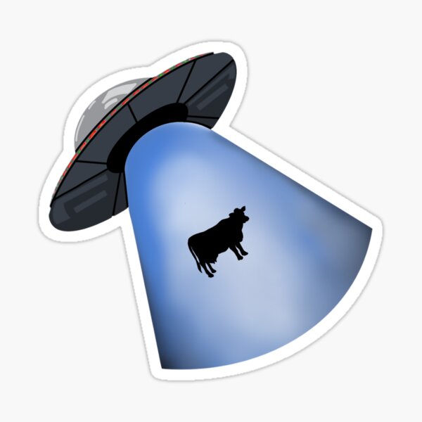 "UFO Alien Cow Drawing" Sticker for Sale by corinnepowell | Redbubble