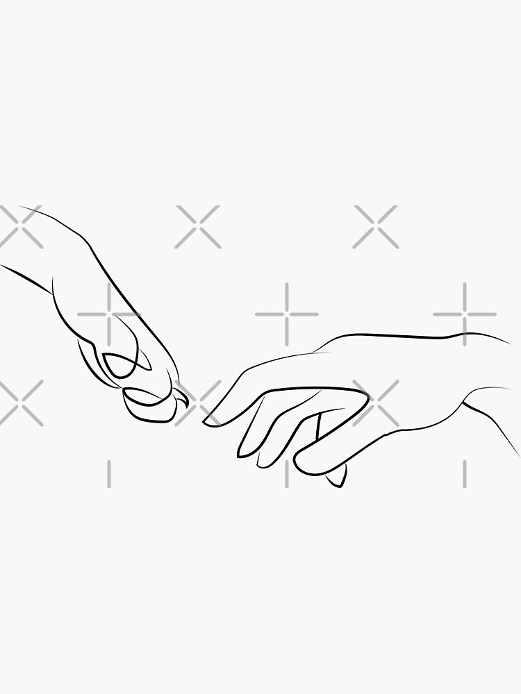 dog Paw And Human Hand Love Sticker For Sale By Linesdrawings Redbubble dog-paw-and-human-hand-love-sticker-for-sale-by-linesdrawings-redbubble