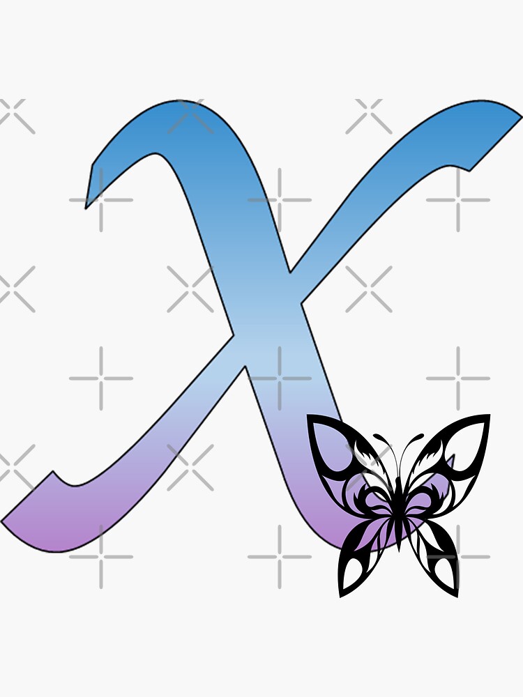 "Butterfly Silhouette on Monogram Letter X Gradient Blue Purple ...