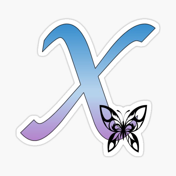 "Butterfly Silhouette on Monogram Letter X Gradient Blue Purple ...