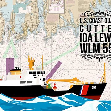 "Chart Art - Coast Guard Cutter Ida Lewis" Sticker for Sale by ...