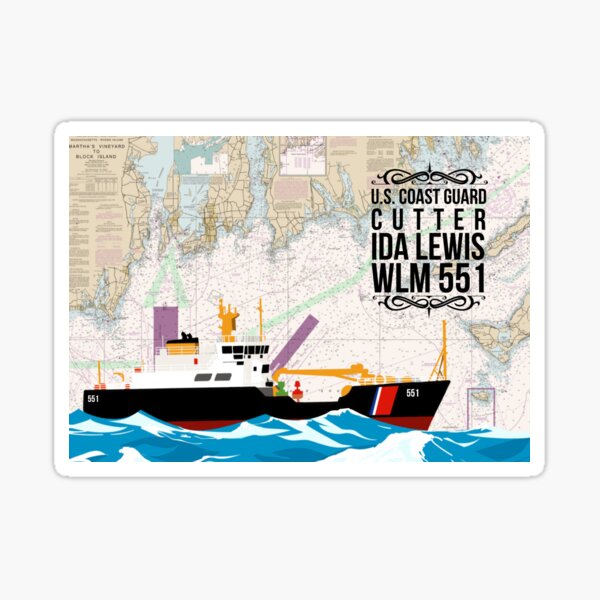 "Chart Art - Coast Guard Cutter Ida Lewis" Sticker for Sale by ...