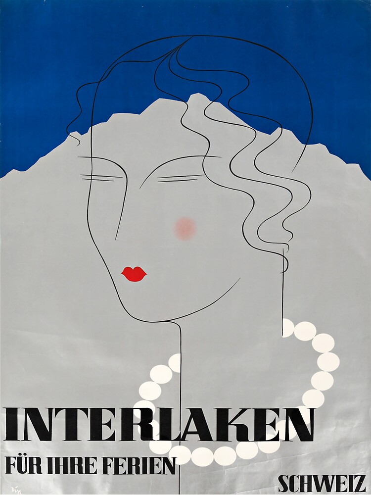 "retro iconic Interlaken Ferien" Sticker by CorasPosters | Redbubble