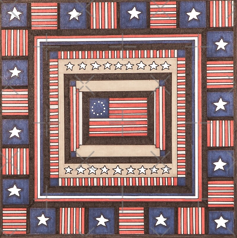 "Stars and Stripes Color Square" by ErinBrieArt | Redbubble