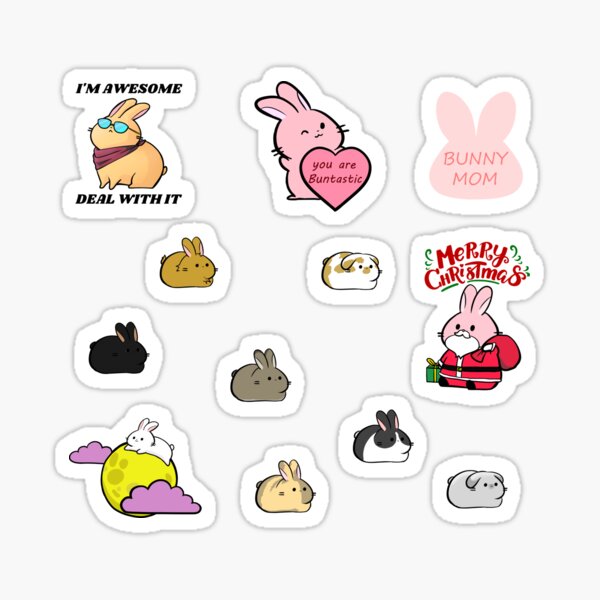 "Bunny sticker pack bundle" Sticker by sunny-tees | Redbubble