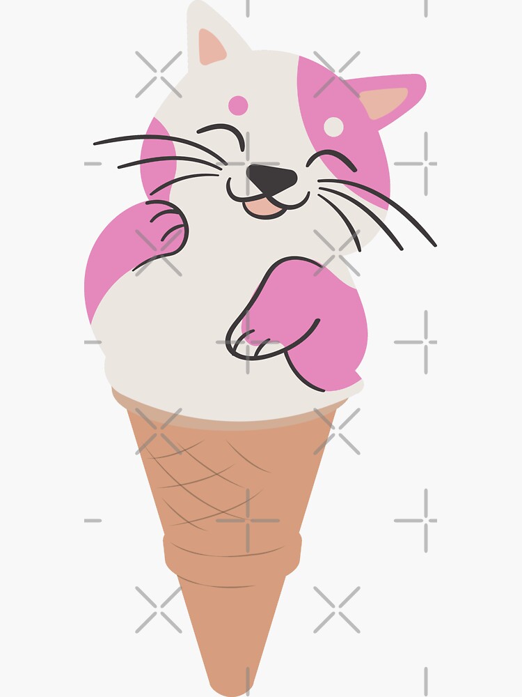 "The ice-cream cat" Sticker for Sale by Dankio | Redbubble