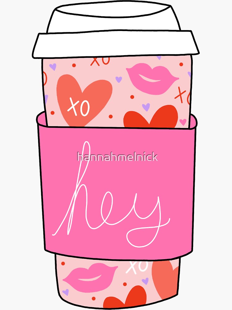 "pink hey mug" Sticker for Sale by hannahmelnick | Redbubble