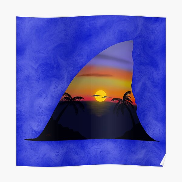 "Shark Fin" Poster by EdgarDigitalArt | Redbubble