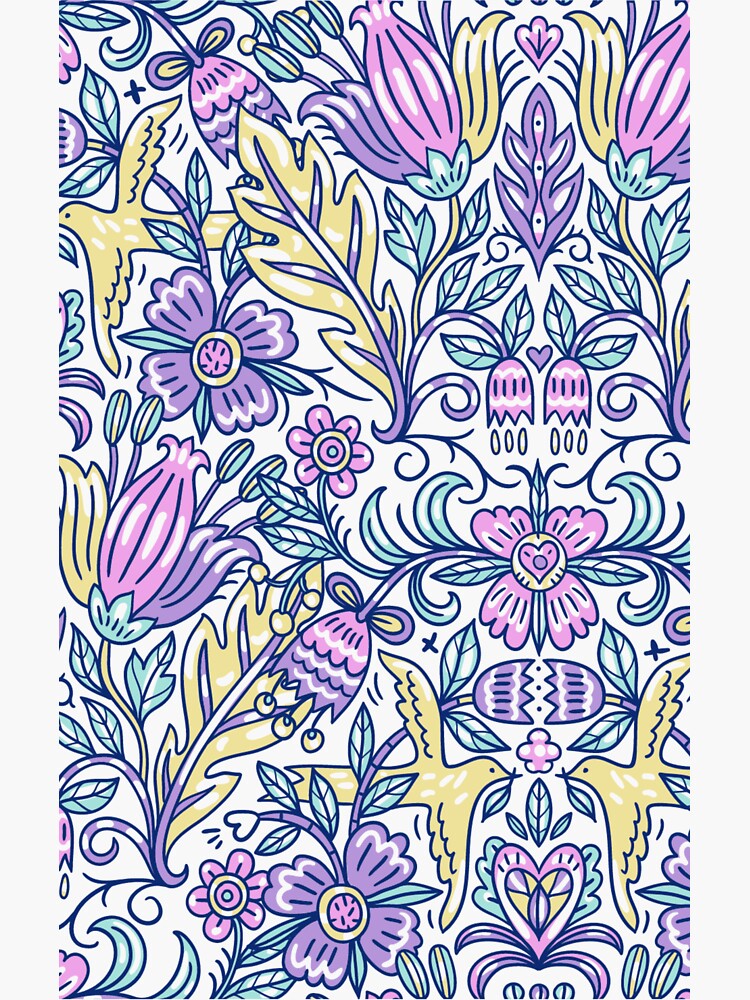 "Flower vane pattern of vivid color " Sticker by Rajzone | Redbubble