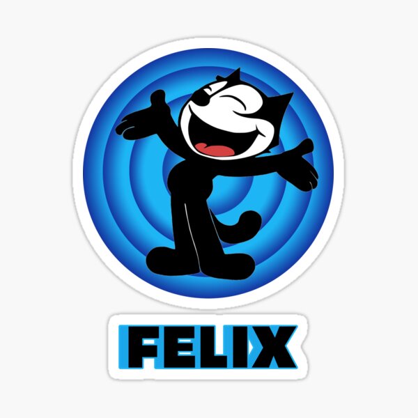 Sticker « Felix a le chat dessin animé chat bras tendus bleu t-shirt ...