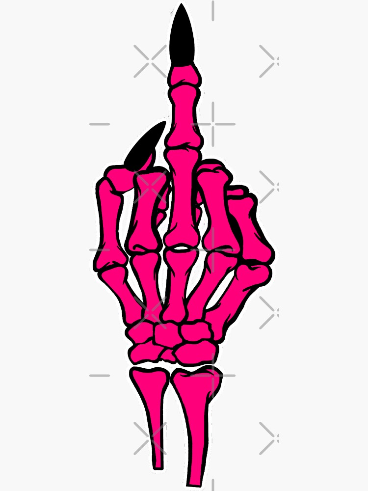 Halloween Neon Pink Skeleton Middle Finger Sticker For Sale By
