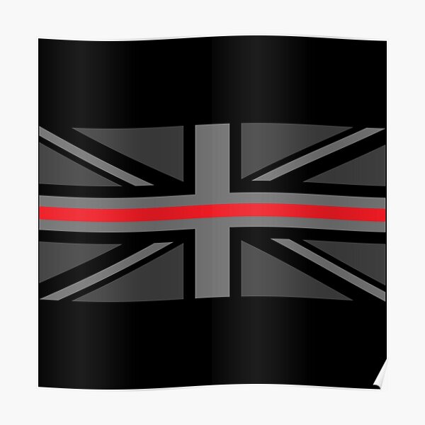 "Thin Red Line UK Fire Service Fire Brigade Fireman Firefighter" Poster ...