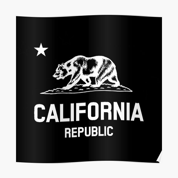 "California Republic 'bear flag revolt' - white print" Poster by ...