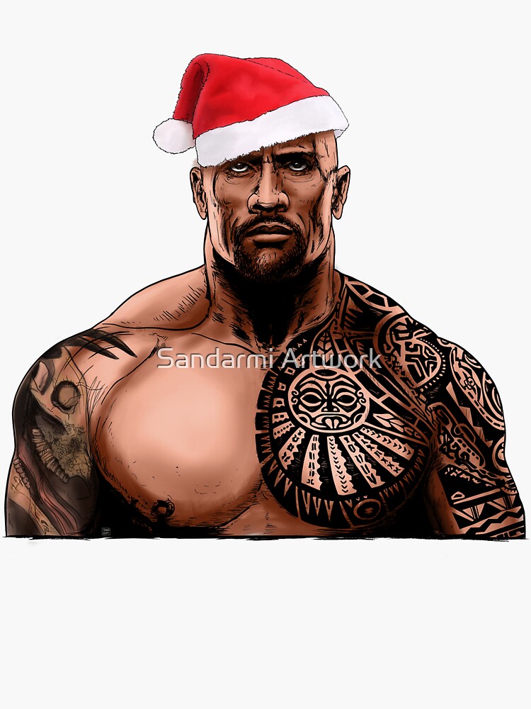 "Dwayne johnson santa" Sticker for Sale by sandarmi | Redbubble
