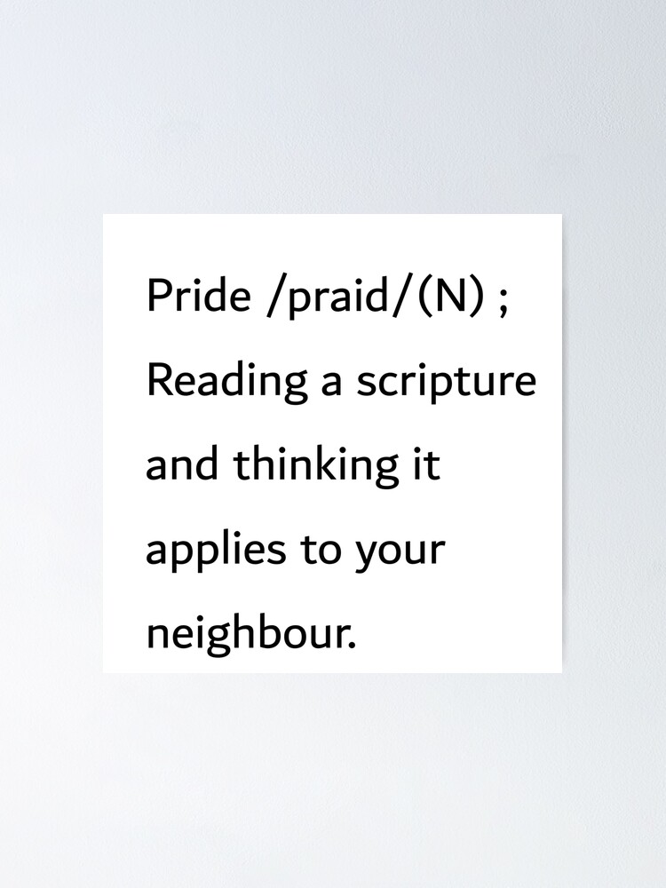 "Pride, meaning definition" Poster by Laodikim | Redbubble