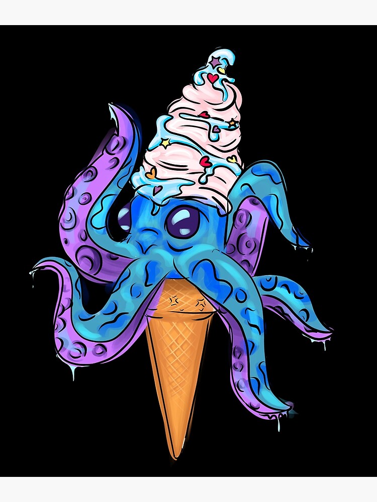 "Octopus ice cream" Poster by Manzart | Redbubble