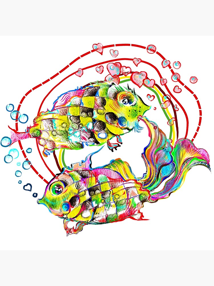 "Valentine's day. Fish in love. Couple of fish. Relationships, emotions ...