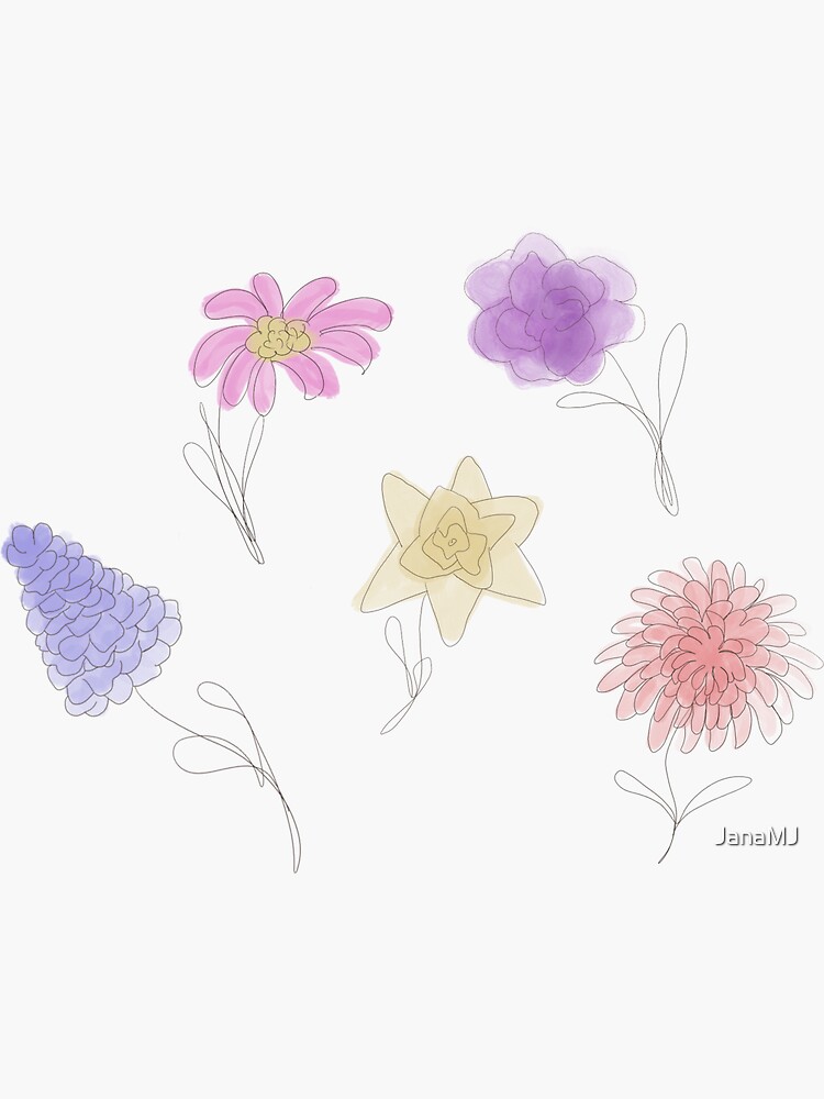 "Pastel flowers sticker pack" Sticker by JanaMJ | Redbubble
