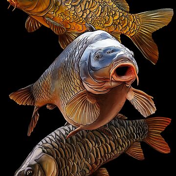 "Gang of carp" Sticker by Inkfish Art | Redbubble