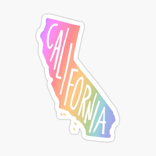 "California State USA Outline Map (Rainbow)" Sticker by acatalepsys ...