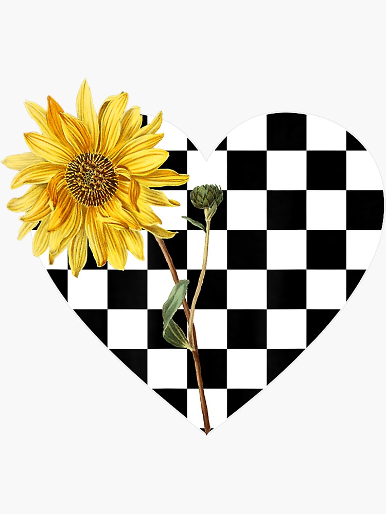 "Checkered Sunflower Love Heart Plaid Floral Summer Racing" Sticker by ...