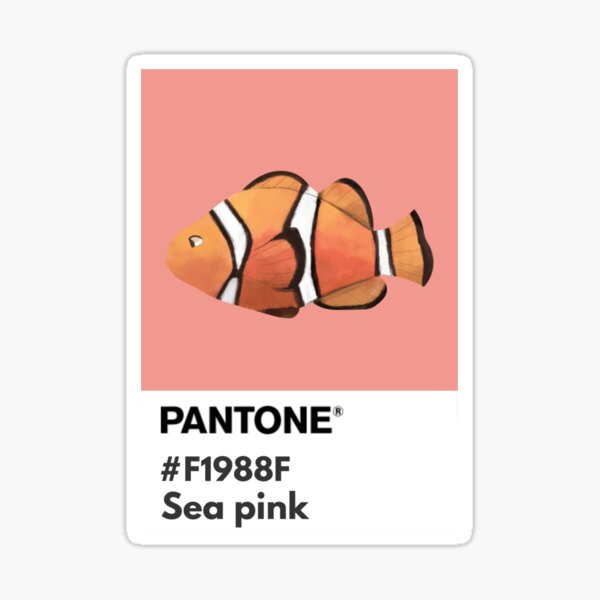 "Sea pink watercolor clownfish pantone colors " Sticker for Sale by ...