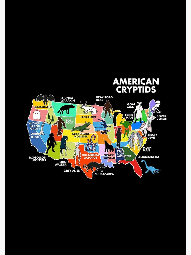 "Map Of Cryptids In The US" Spiral Notebook by whitepaperbag | Redbubble