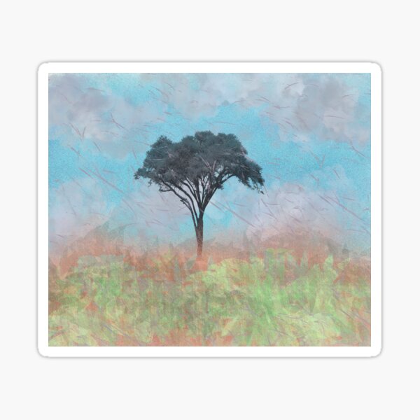 "Tree in a silent storm" Sticker by Statikkat | Redbubble