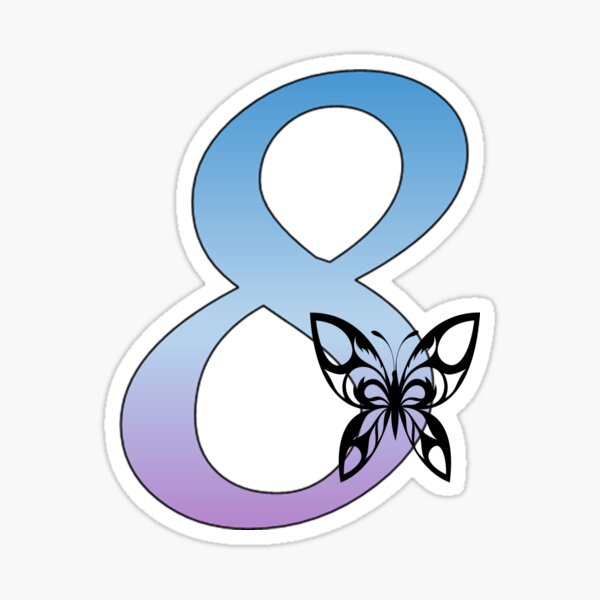 "Butterfly Silhouette on Monogram Eight Gradient Blue Purple" Sticker ...