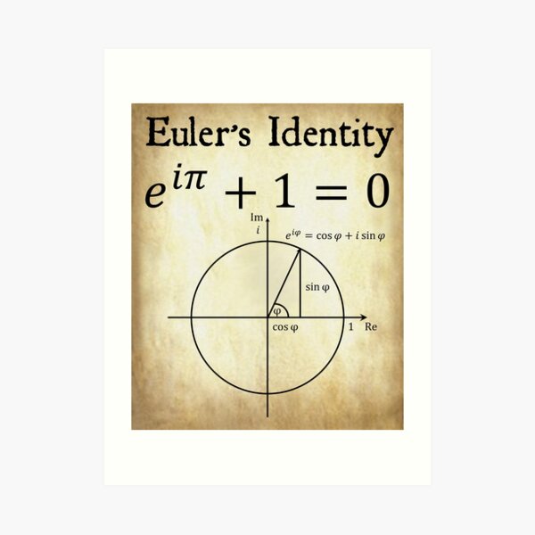 "Euler's Identity Vintage Math Design on Parchment Background" Art ...