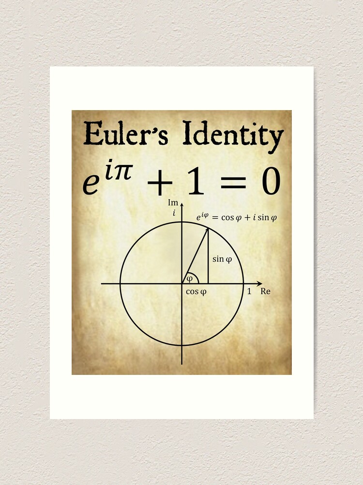 "Euler's Identity Vintage Math Design on Parchment Background" Art ...