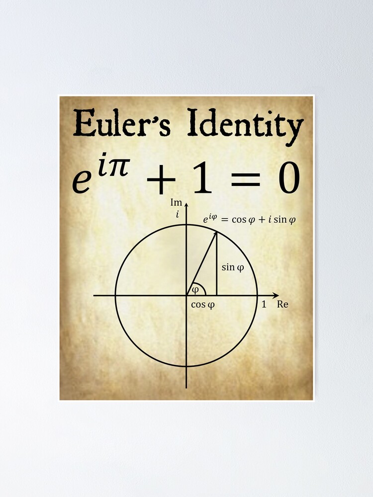 "Euler's Identity Vintage Math Design on Parchment Background" Poster ...