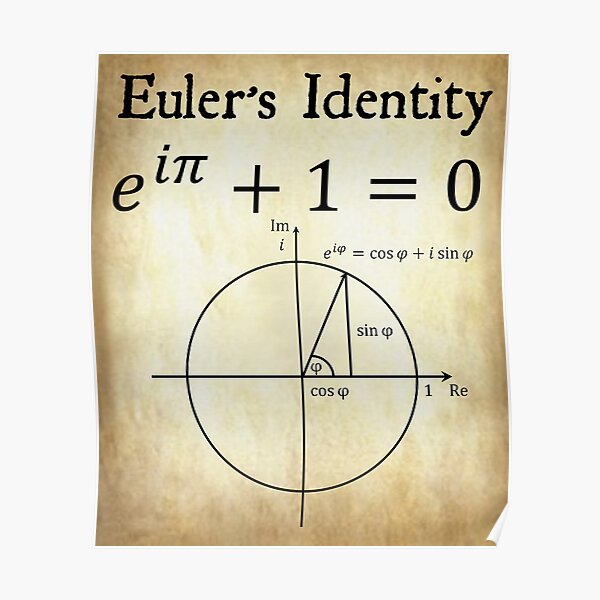 "Euler's Identity Vintage Math Design on Parchment Background" Poster ...